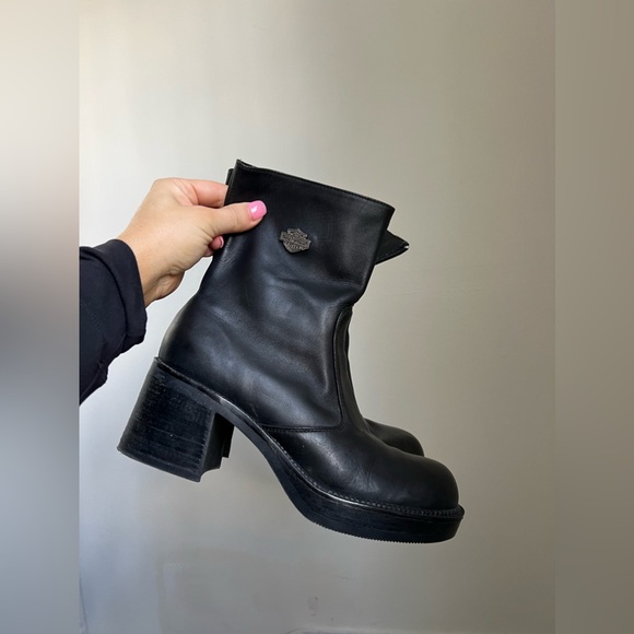 Harley-Davidson | Shoes | Harley Davidson Chunky Vintage Boots Black ...